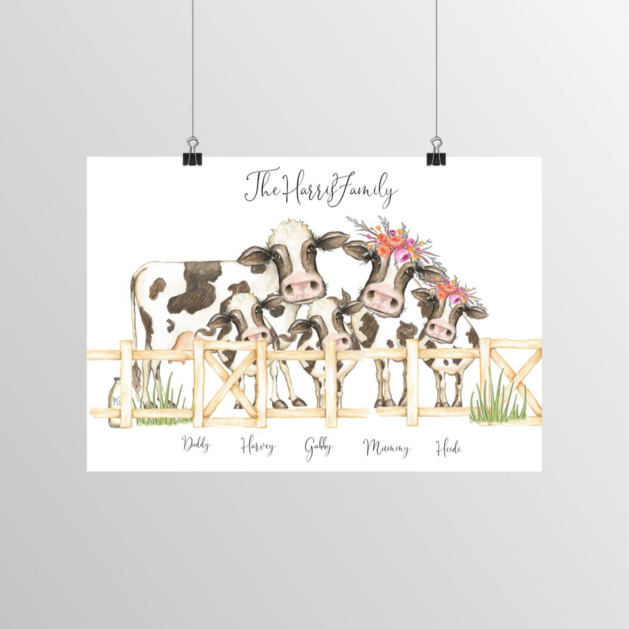 A4 Print Personalised Cow Family Print Countryside Farm - Etsy