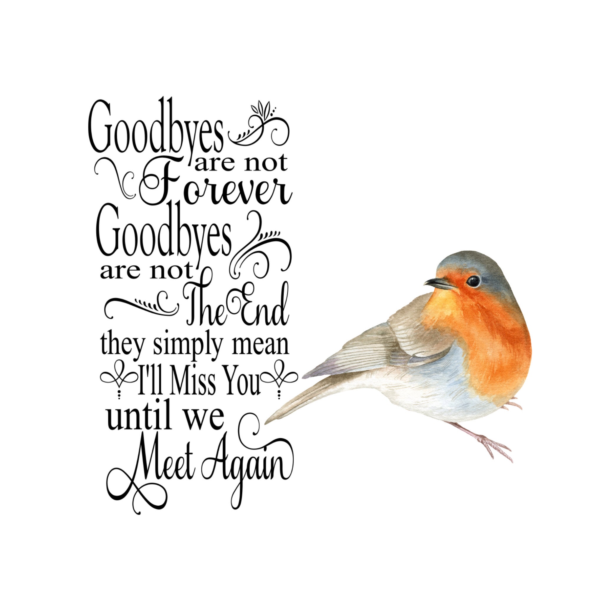 Robin Bird Goodbye Memorial Loving Memory in Heaven Digital - Etsy UK