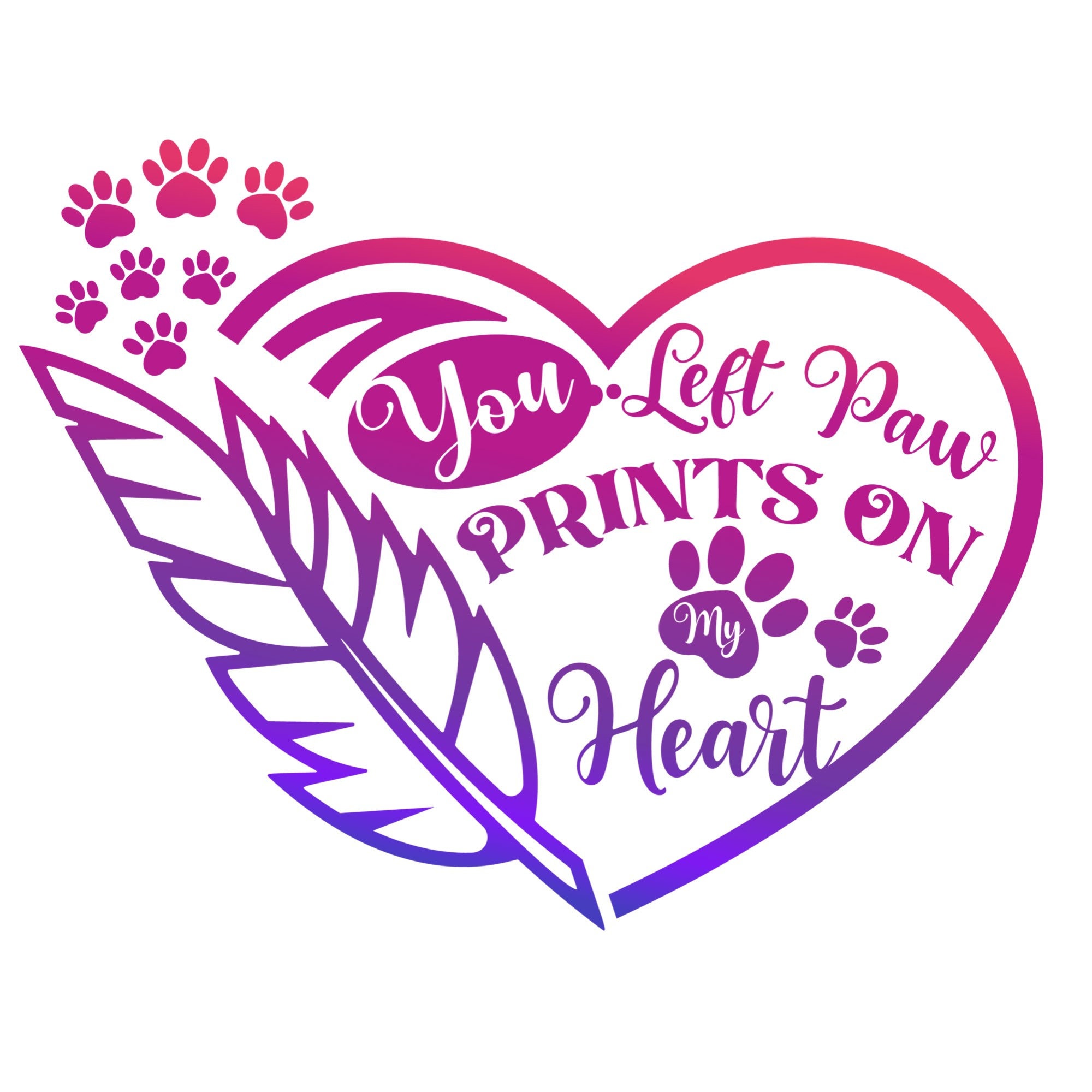 You Left Paw Prints on My Heart PNG Clipart Pink Purple - Etsy