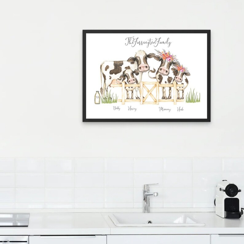 A4 Print Personalised Cow Family Print Countryside Farm - Etsy