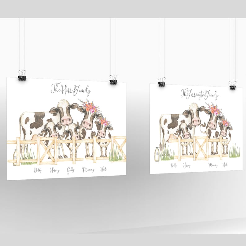 A4 Print Personalised Cow Family Print Countryside Farm - Etsy