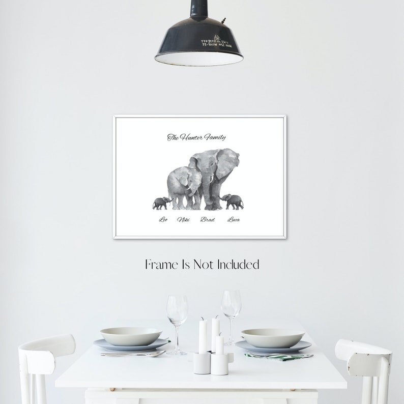 10x8 Inch Custom Family Print African Elephant Watercolour - Etsy