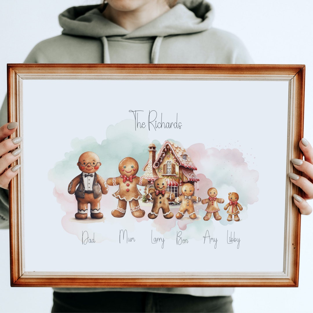 A4 Print Personalised Gingerbread Family Print, Countryside Farm ...