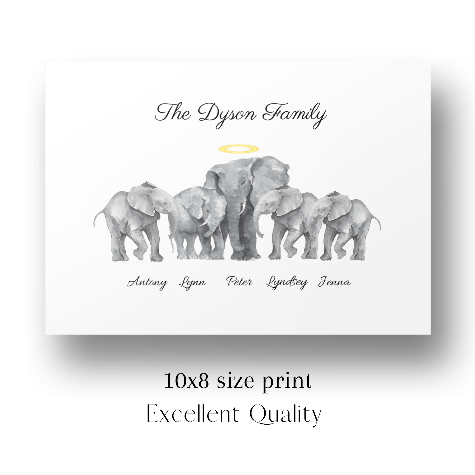 10x8 Inch Custom Family Print African Elephant Watercolour - Etsy
