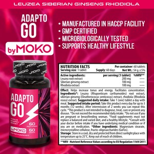Adaptogo With Leuzea Rhodiola Rosea Siberian Ginseng Energy Supplement ...