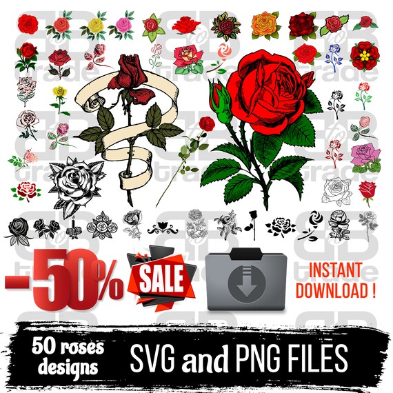 Rosas svg Rosa negra svg Rosas rojas svg Rosas png Flores | Etsy México