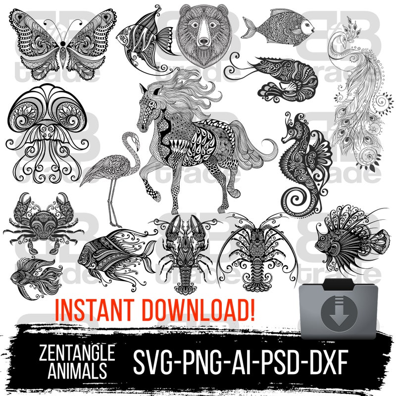 Zentangle Animal Art - Etsy