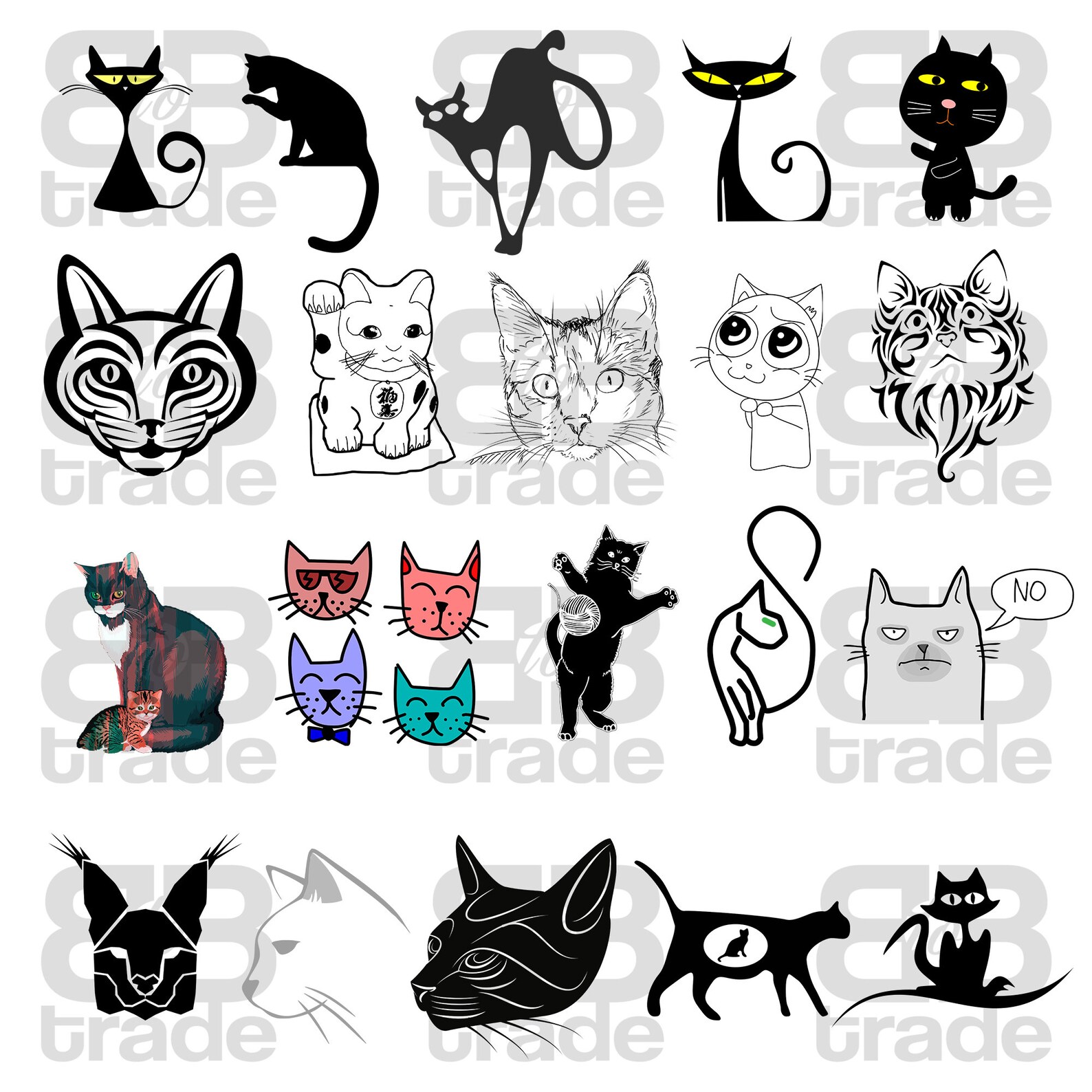 Cat Svg Bundle Cat Svg Cat Png Cat Illustration Cat | Etsy