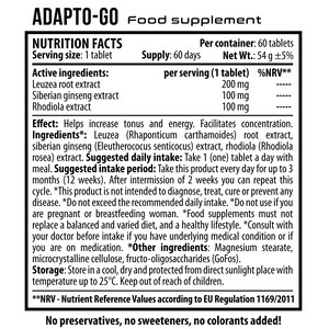 Adaptogo With Leuzea Rhodiola Rosea Siberian Ginseng Energy Supplement ...
