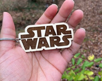 Key Chain Star Wars Millennium Falcon Wood Keychain Laser Engraved Han ...