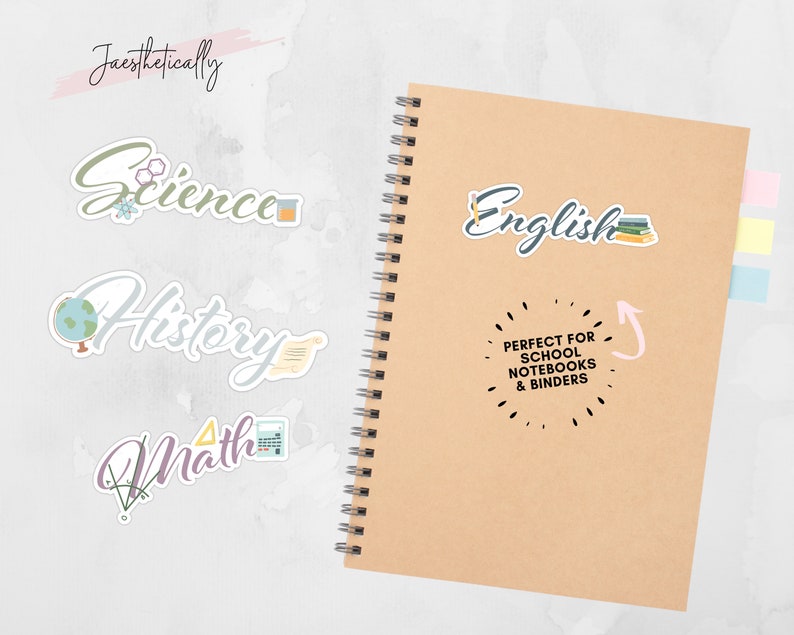 School Subject Stickers - Etsy