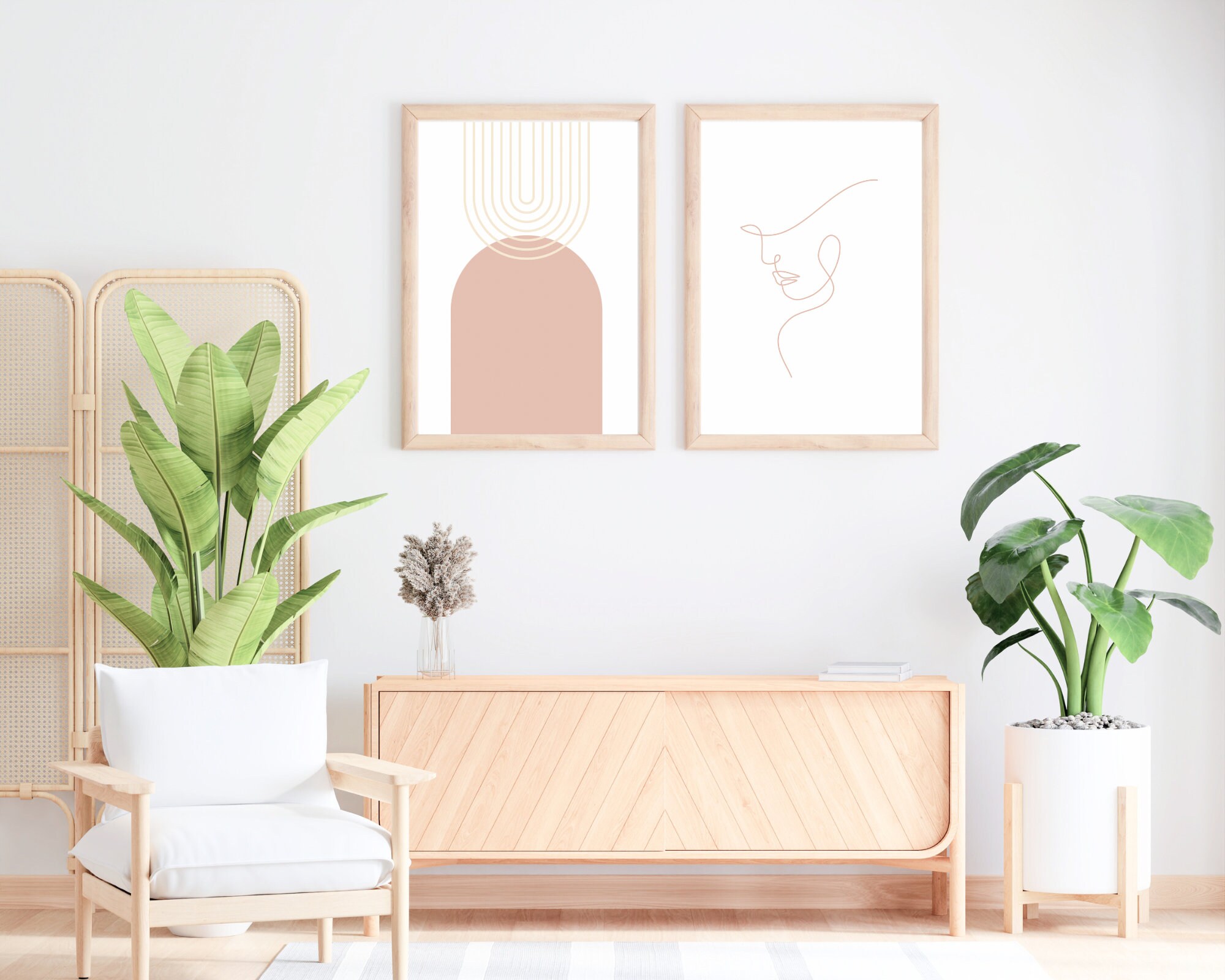 Printable Boho Nude Blush Pink Art Poster Bohemian Digital - Etsy