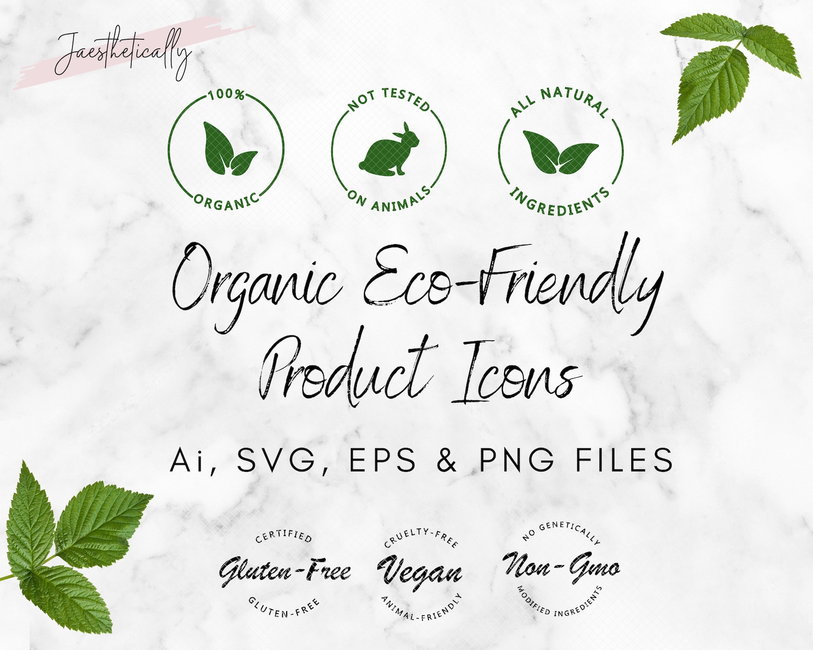 Organic Eco-friendly Product Vector Label Icons Bundle Ai SVG PNG EPS ...