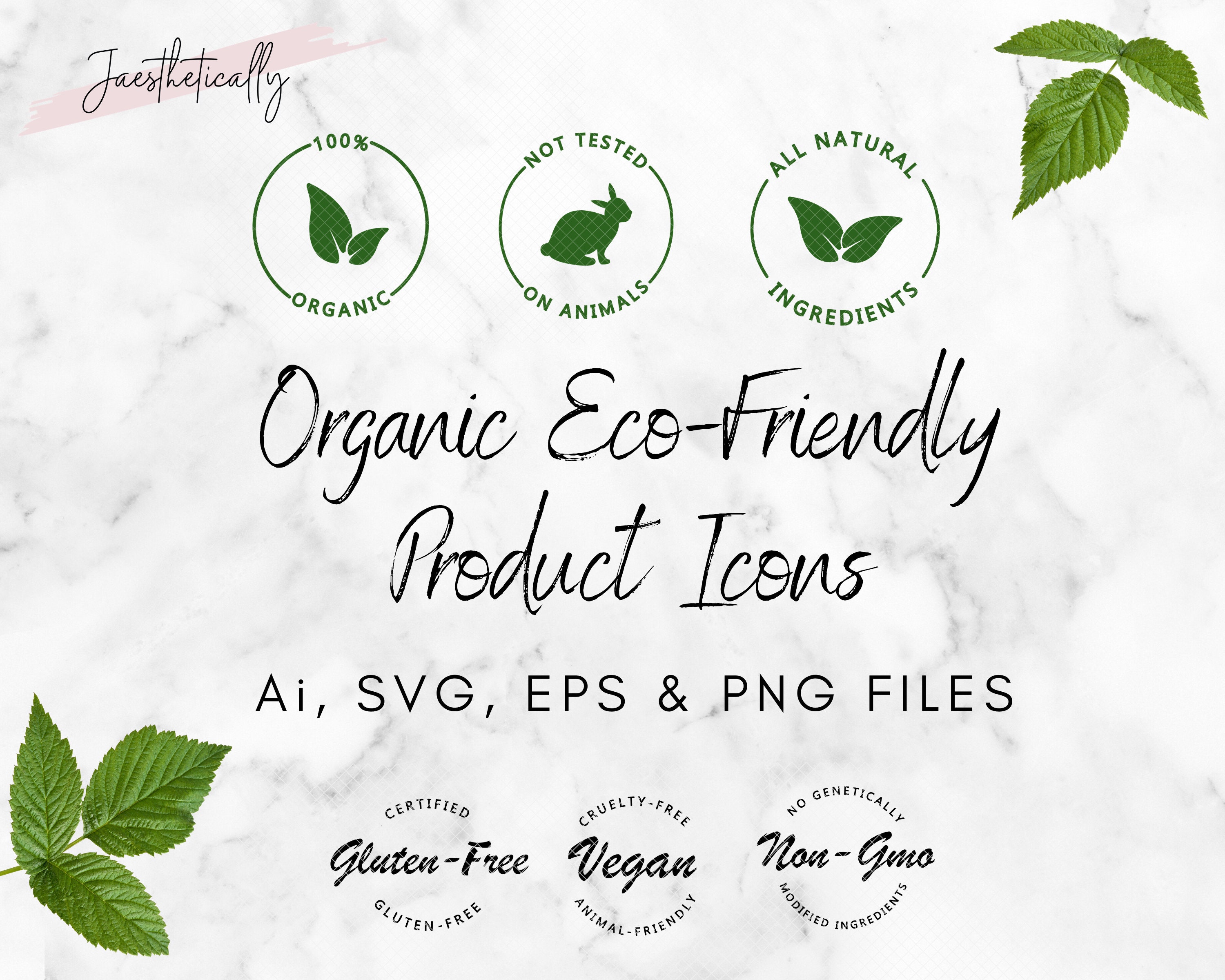 Organic Eco-friendly Product Vector Label Icons Bundle Ai SVG PNG EPS ...