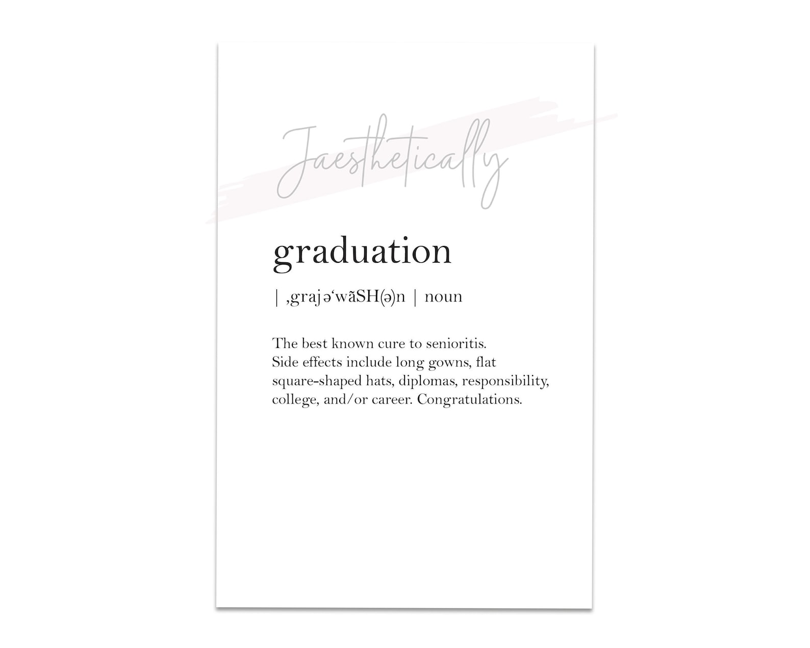 Graduation Definition PRINTABLE Card 5 X 7 Digital - Etsy