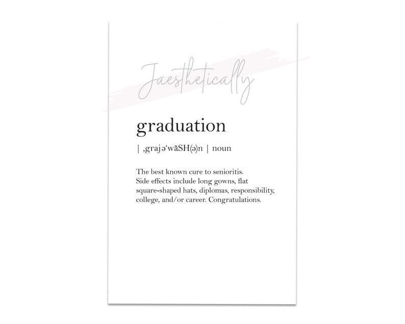 Graduation Definition PRINTABLE Card 5" X 7" Digital Download - Etsy