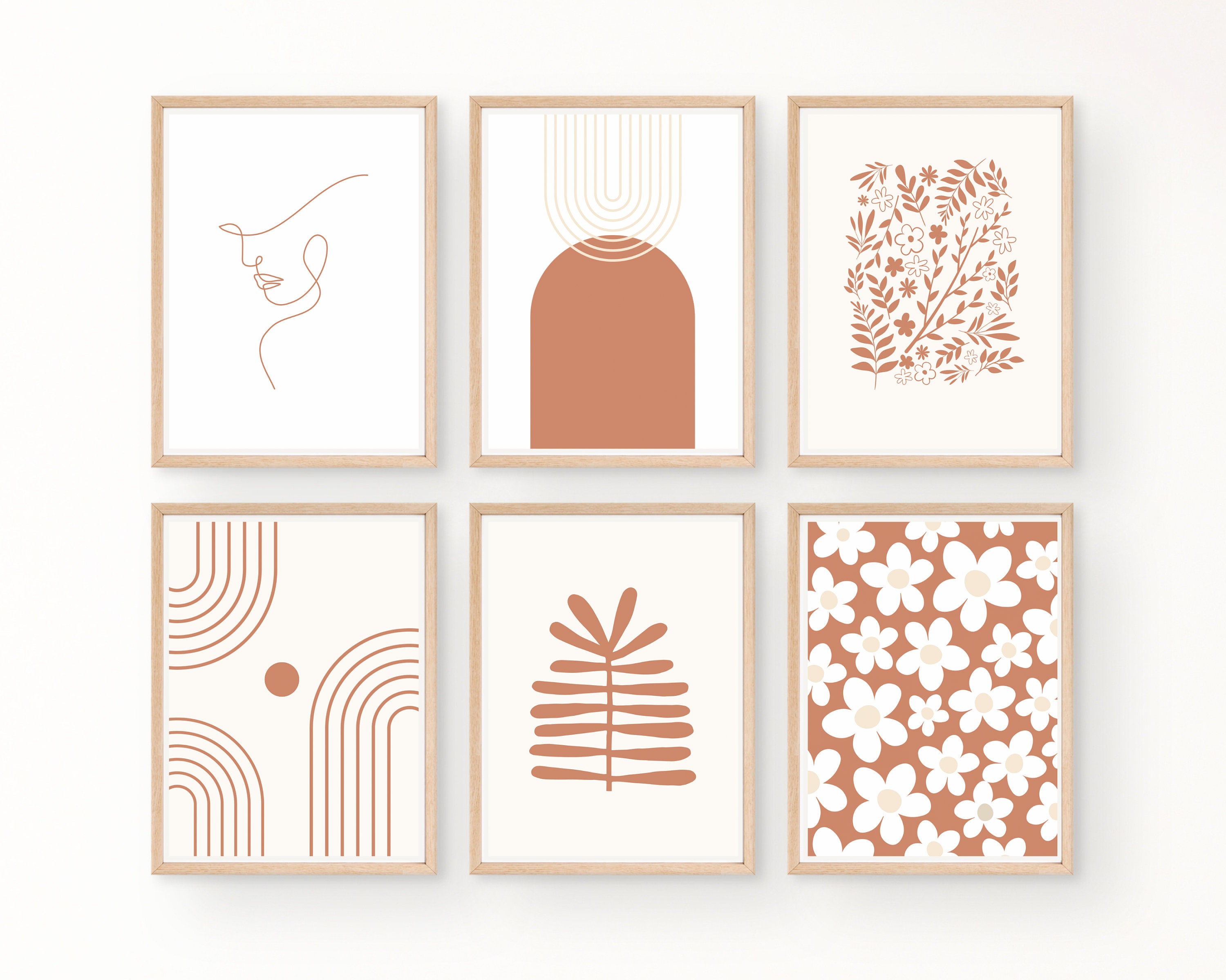 Printable Boho Terracotta Orange Art Poster Bohemian Digital Downloads ...