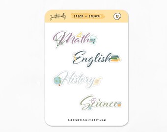 High School Subject Laminated Stickers, Notebook Stickers, Divider ...