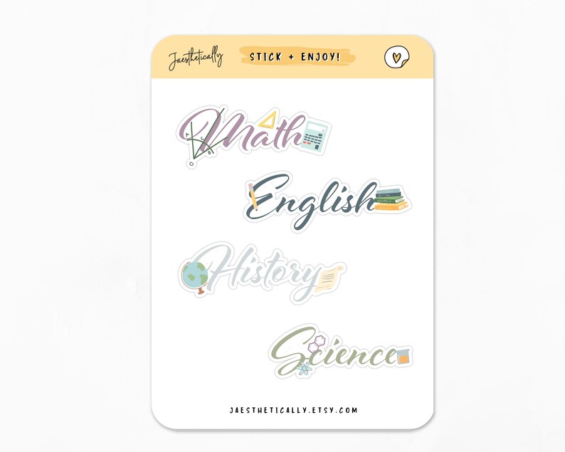 School Subject Stickers - Etsy