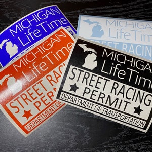 Michigan Street Racing Permit | Car Decal | Laptop Sticker - Etsy