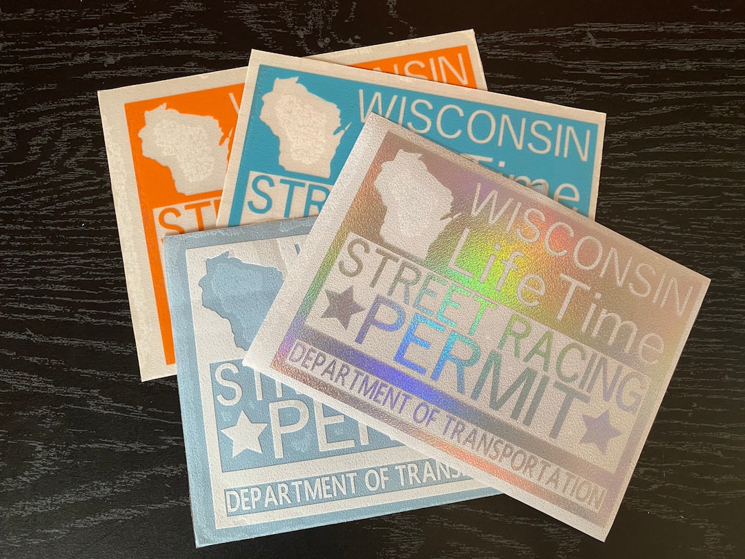 Wisconsin Street Racing Permit | Car Decal | Truck Decal | Car Window ...