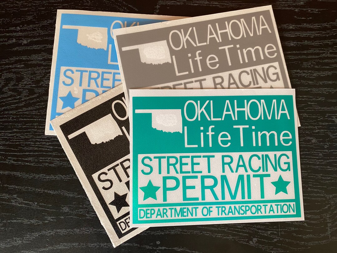 Oklahoma Street Racing Permit | Car Decal | Laptop Sticker - Etsy