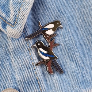 Magpies Two for Joy Enamel Pin Badge, Pretty Bird Brooch, Gift Pin - Etsy