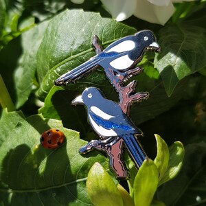 Magpies Two for Joy Enamel Pin Badge, Pretty Bird Brooch, Gift Pin - Etsy
