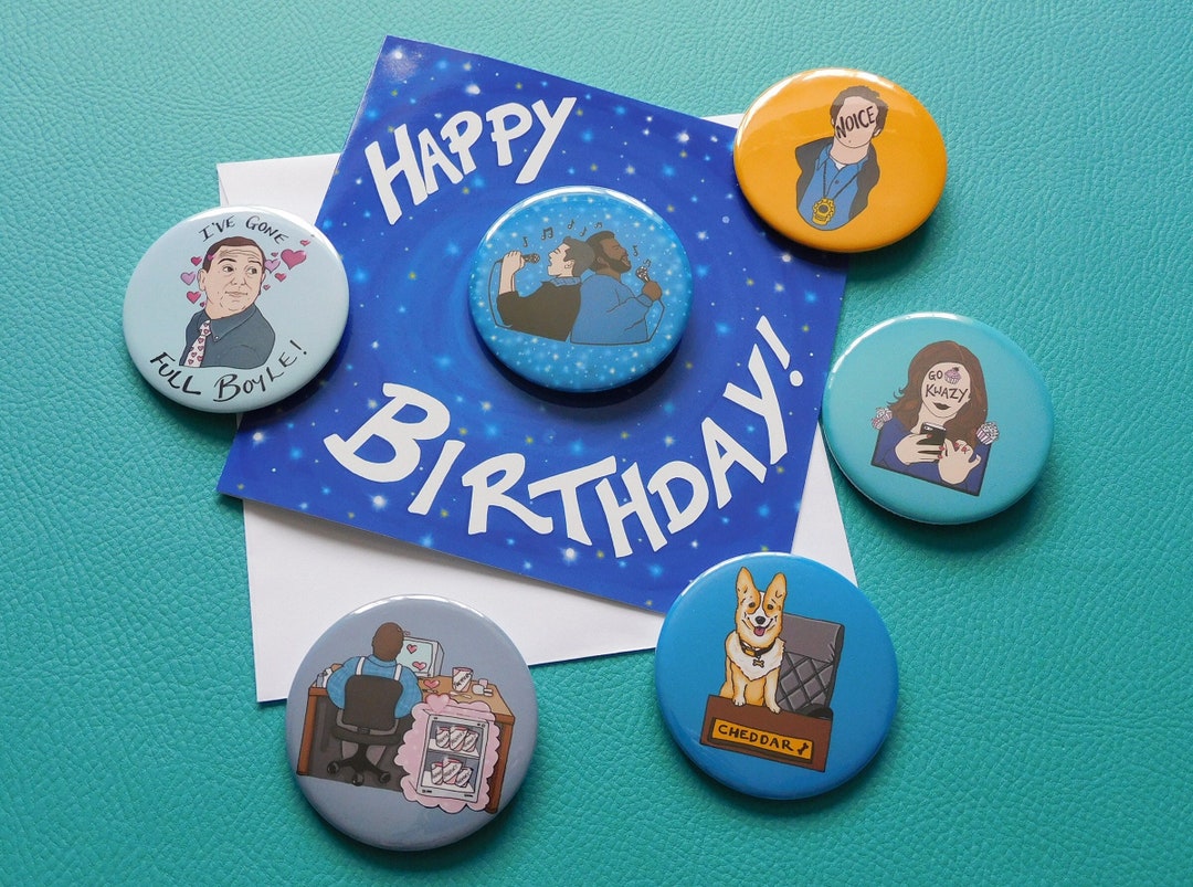 Brooklyn Nine Nine Birthday Cards With Button Badge of Your Choice ...