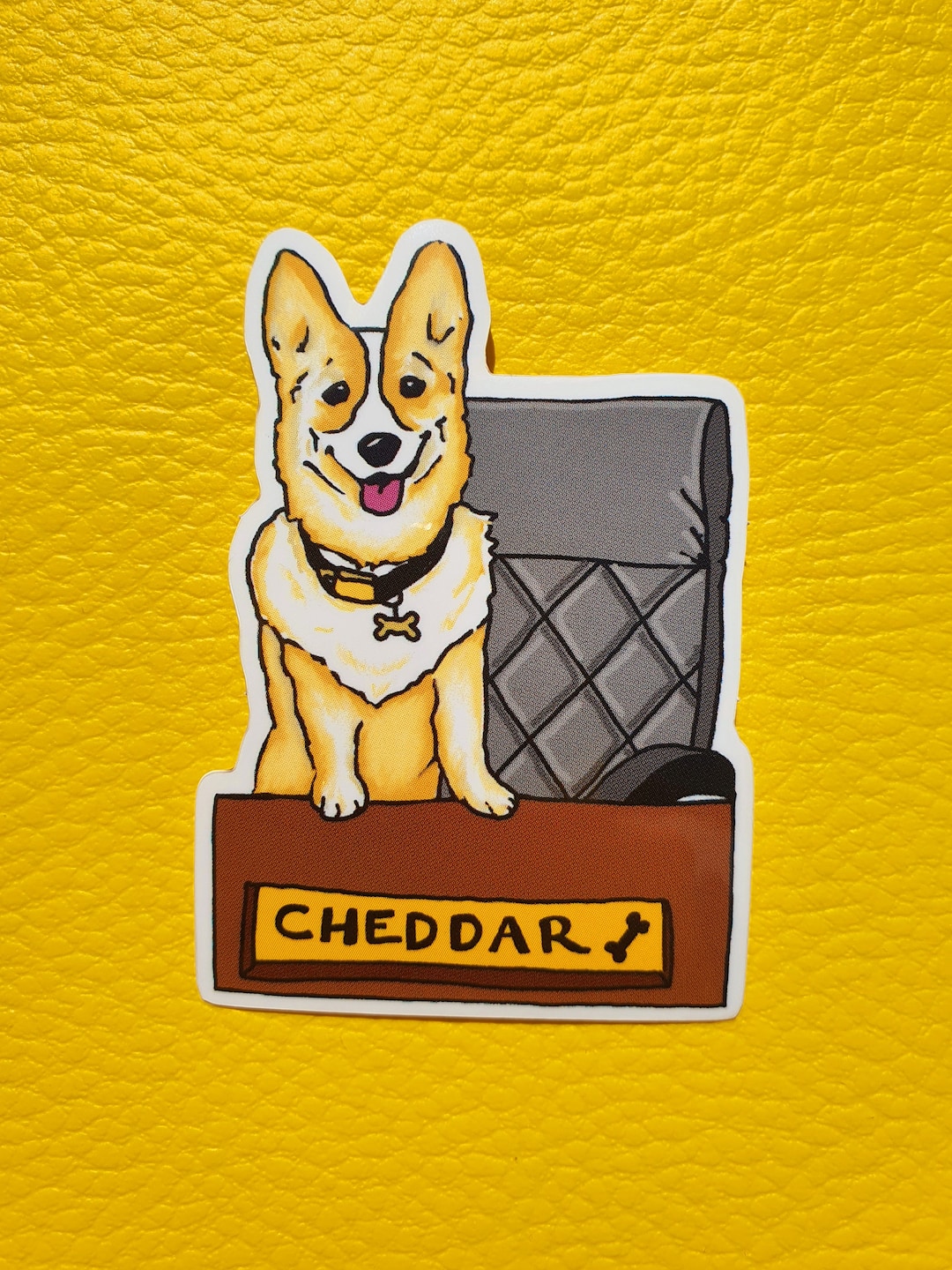 Cheddar the Dog Corgi Vinyl Sticker, Laptop Decals, Waterproof Vinyl ...