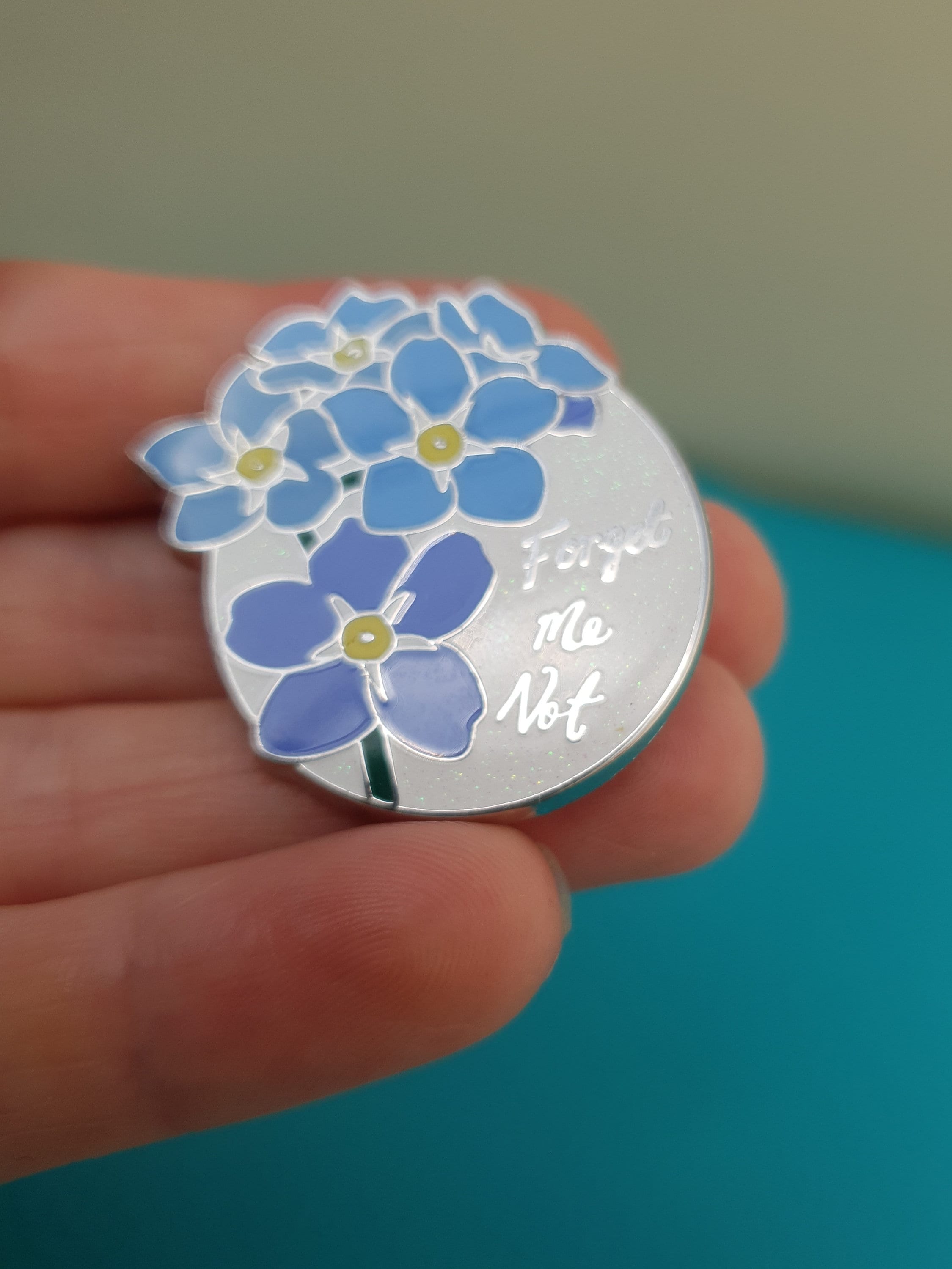 Forget Me Not Enamel Pin Badge Blue Flowers Brooch Leaving - Etsy