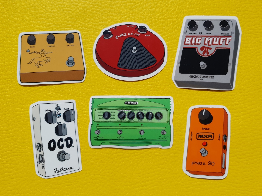 Guitar Effects Pedals Vinyl Sticker Set, Laptop Decals, Guitar Case ...