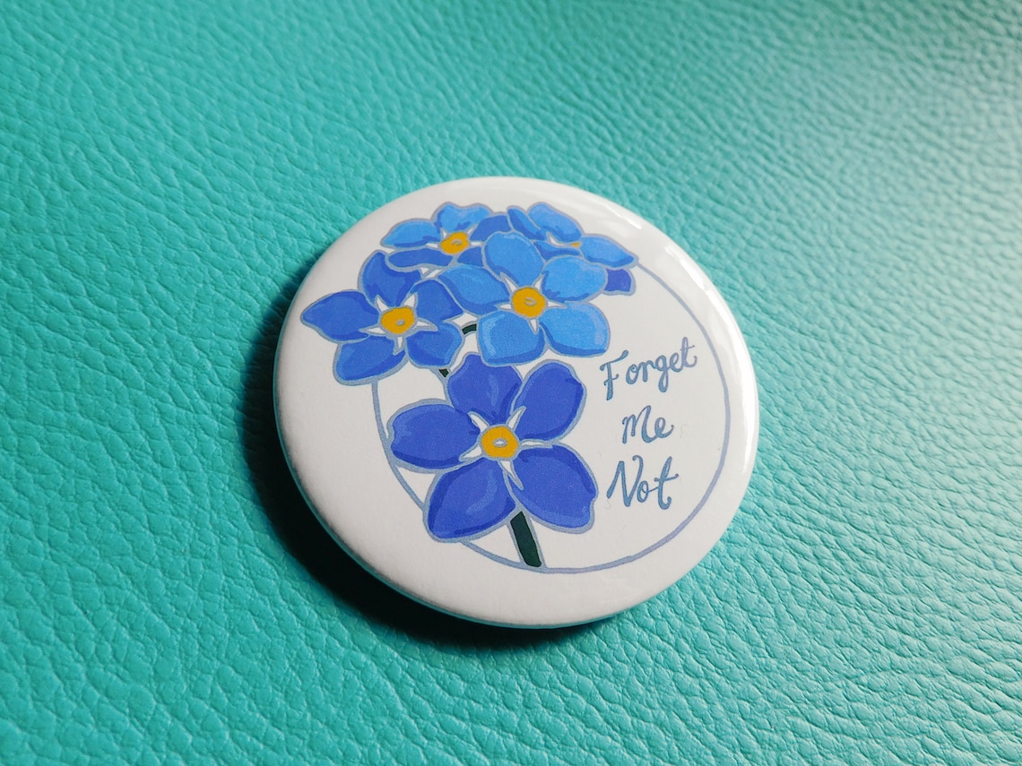 Forget Me Not Flower Button Badges, Leaving Gifts, Dementia Awareness ...