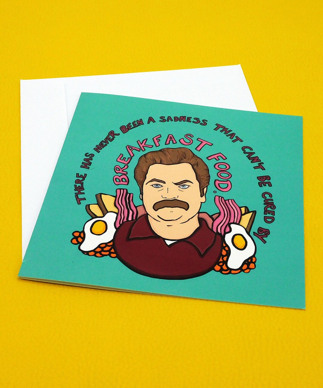 Ron Swanson Breakfast Greeting Cards, Glossy 12x12cm Parks and Rec ...