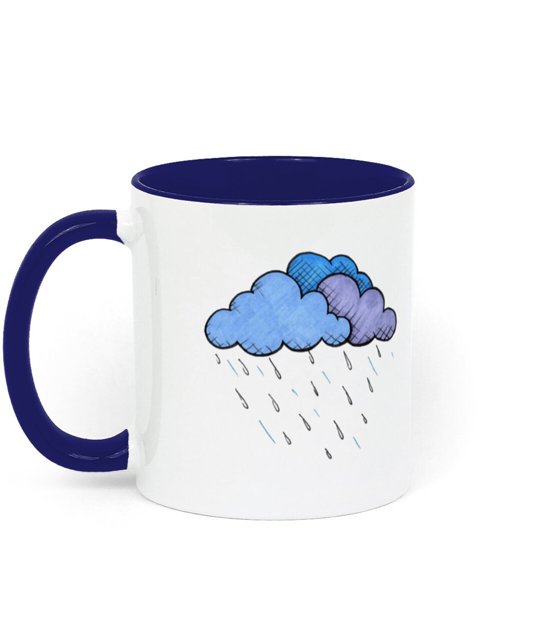 Rainy Day Mug Rain Clouds White and Blue Mugs - Etsy