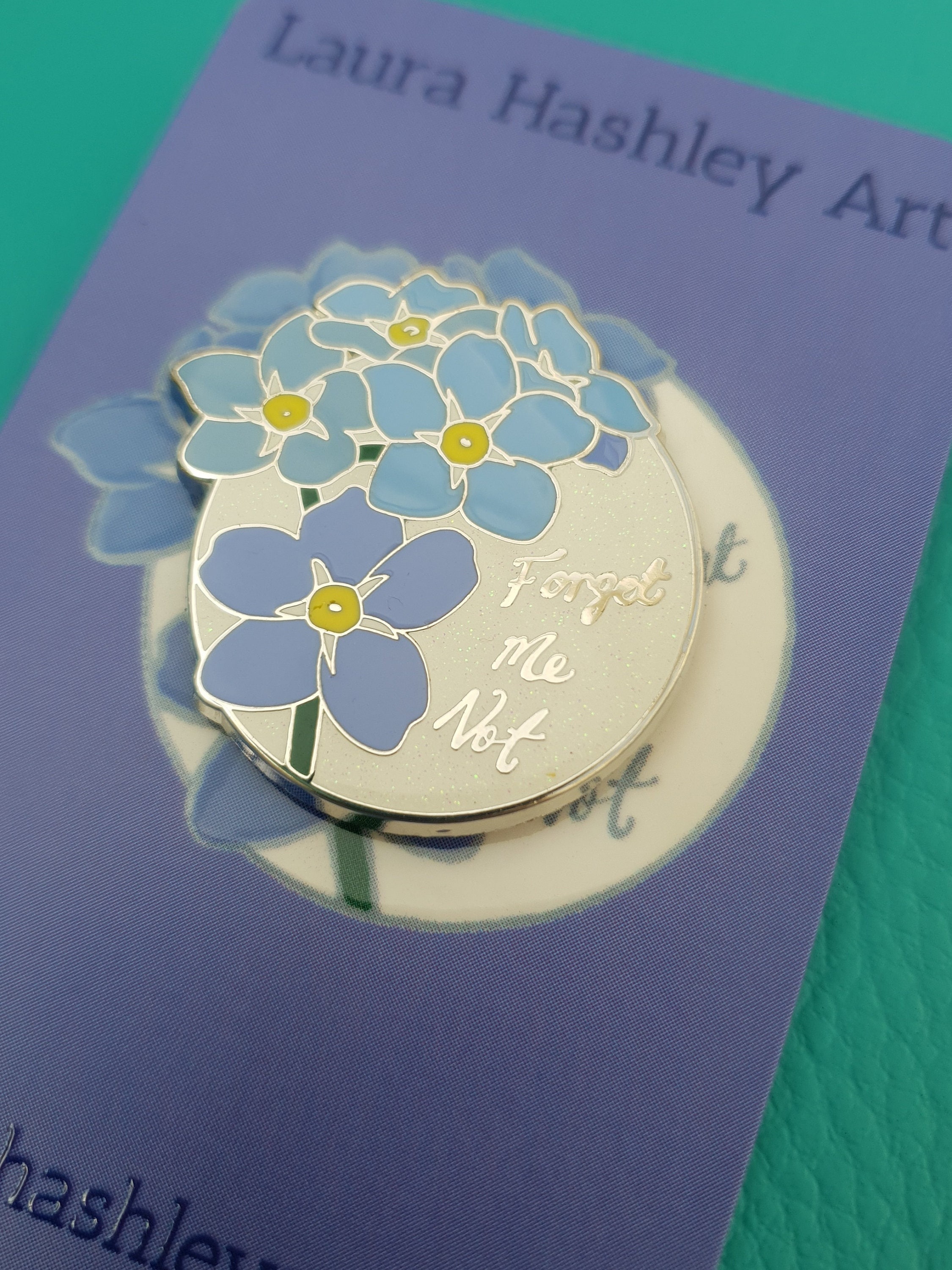 Forget Me Not Enamel Pin Badge Blue Flowers Brooch Leaving - Etsy