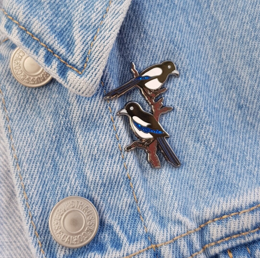 Magpies Two for Joy Enamel Pin Badge, Pretty Bird Brooch, Gift Pin ...