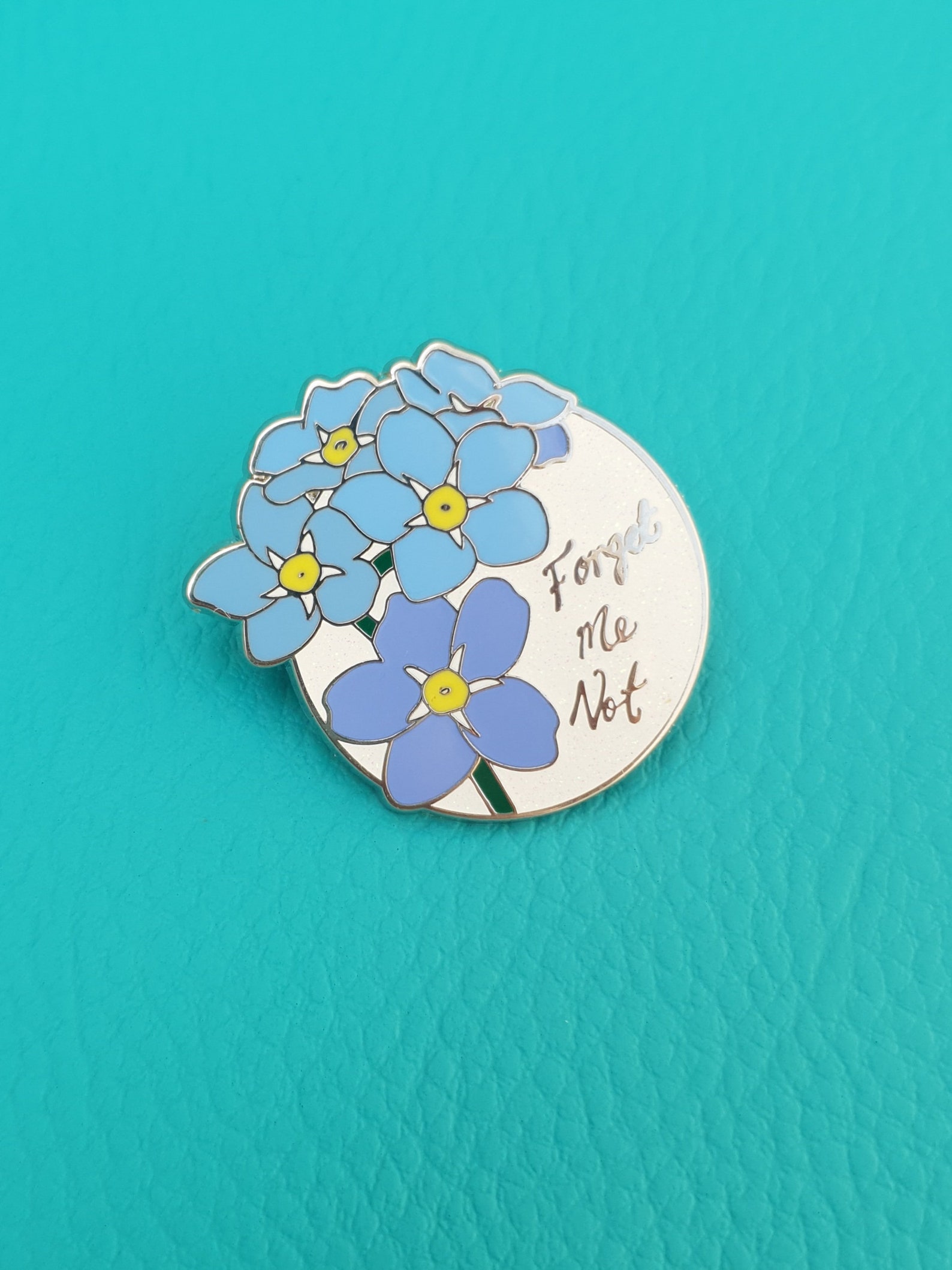 Forget Me Not Enamel Pin Badge Blue Flowers Brooch Leaving - Etsy