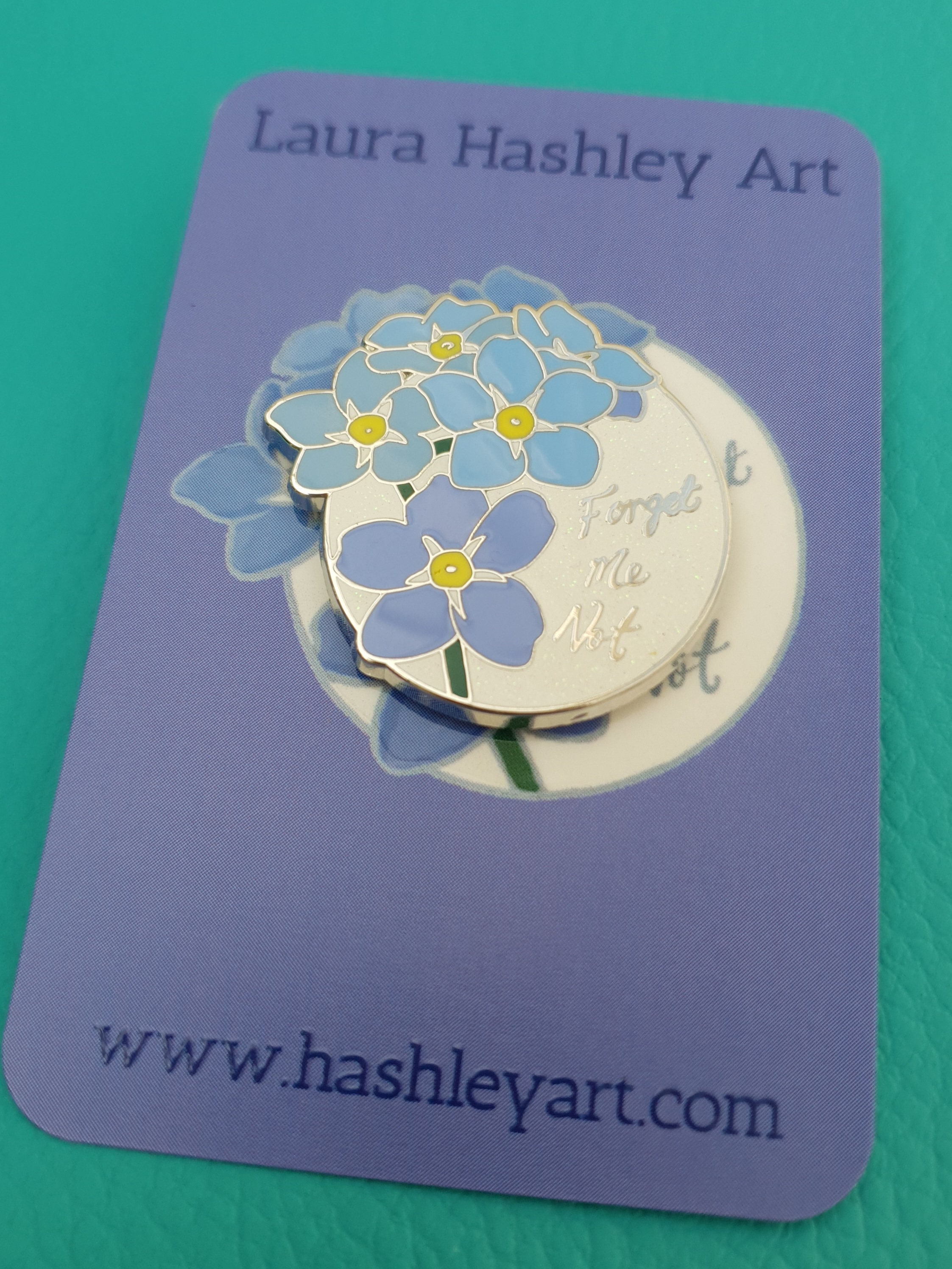 Forget Me Not Enamel Pin Badge Blue Flowers Brooch Leaving - Etsy
