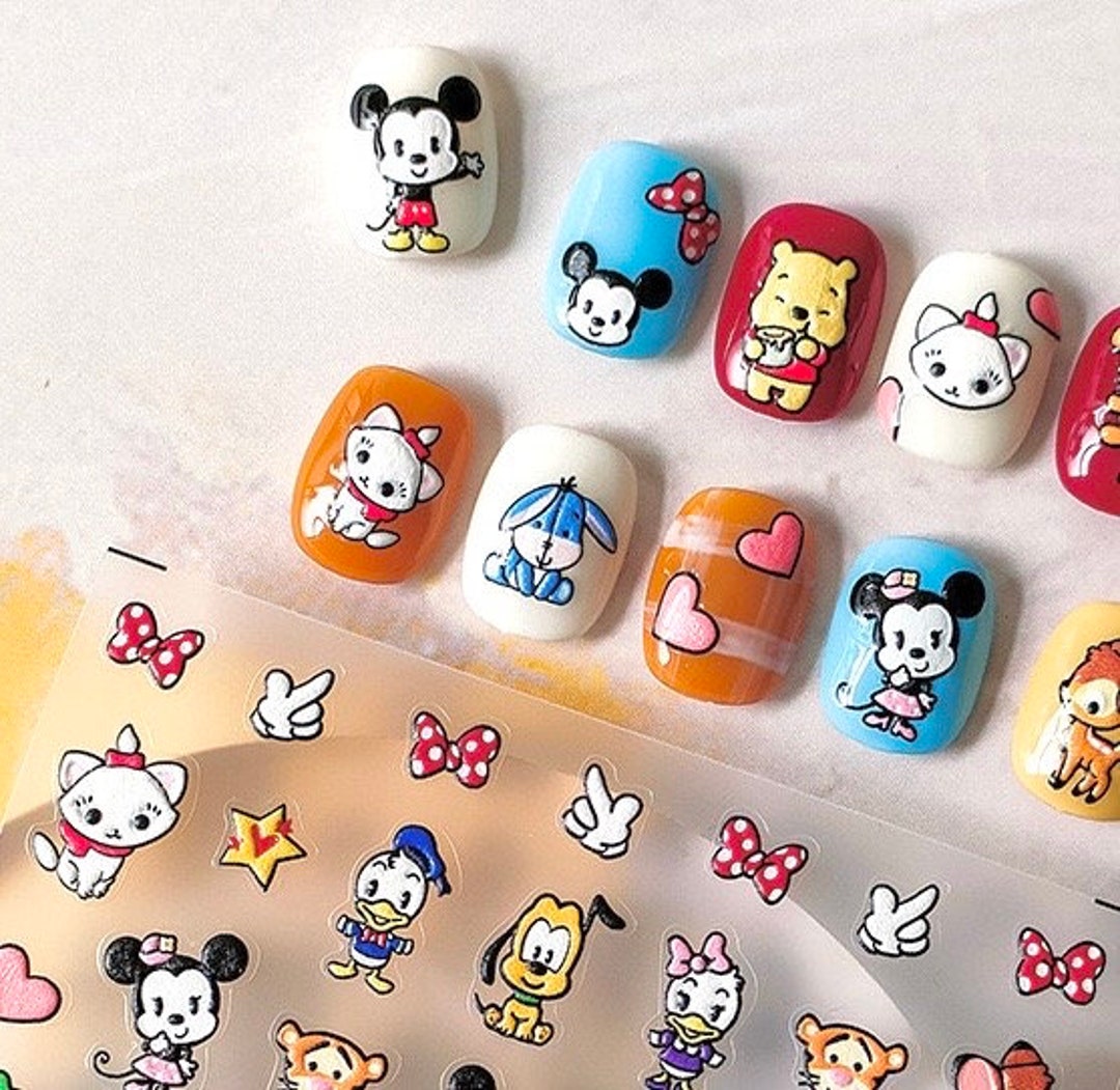 Anime Nail Stickers, Cartoon Nail Decals, 5D Embossed Nail Stickers ...