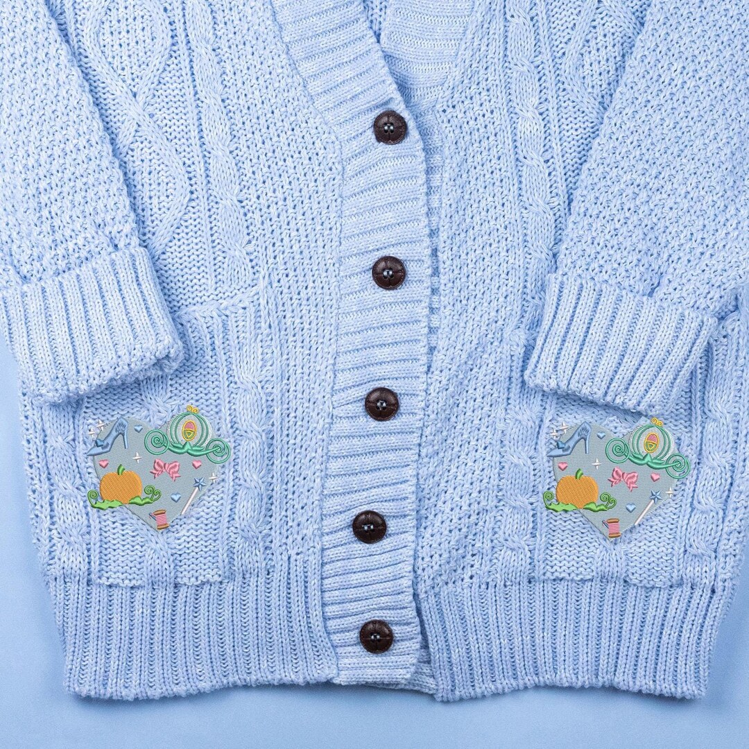 Cinderella Heart Embroidered Blue Cardigan - Etsy
