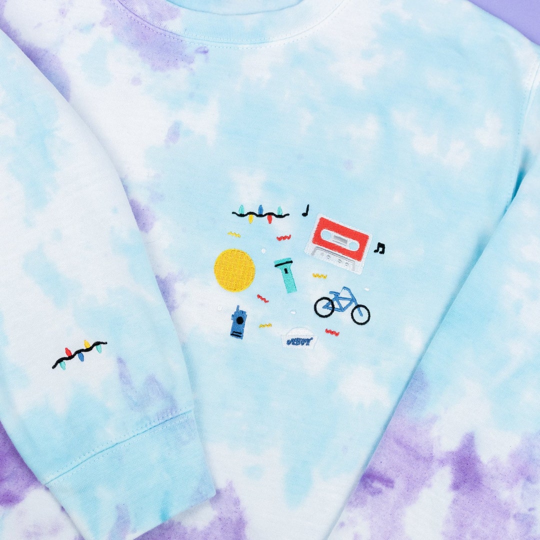 Stranger Things Embroidered Tie Dye Jumper - Etsy
