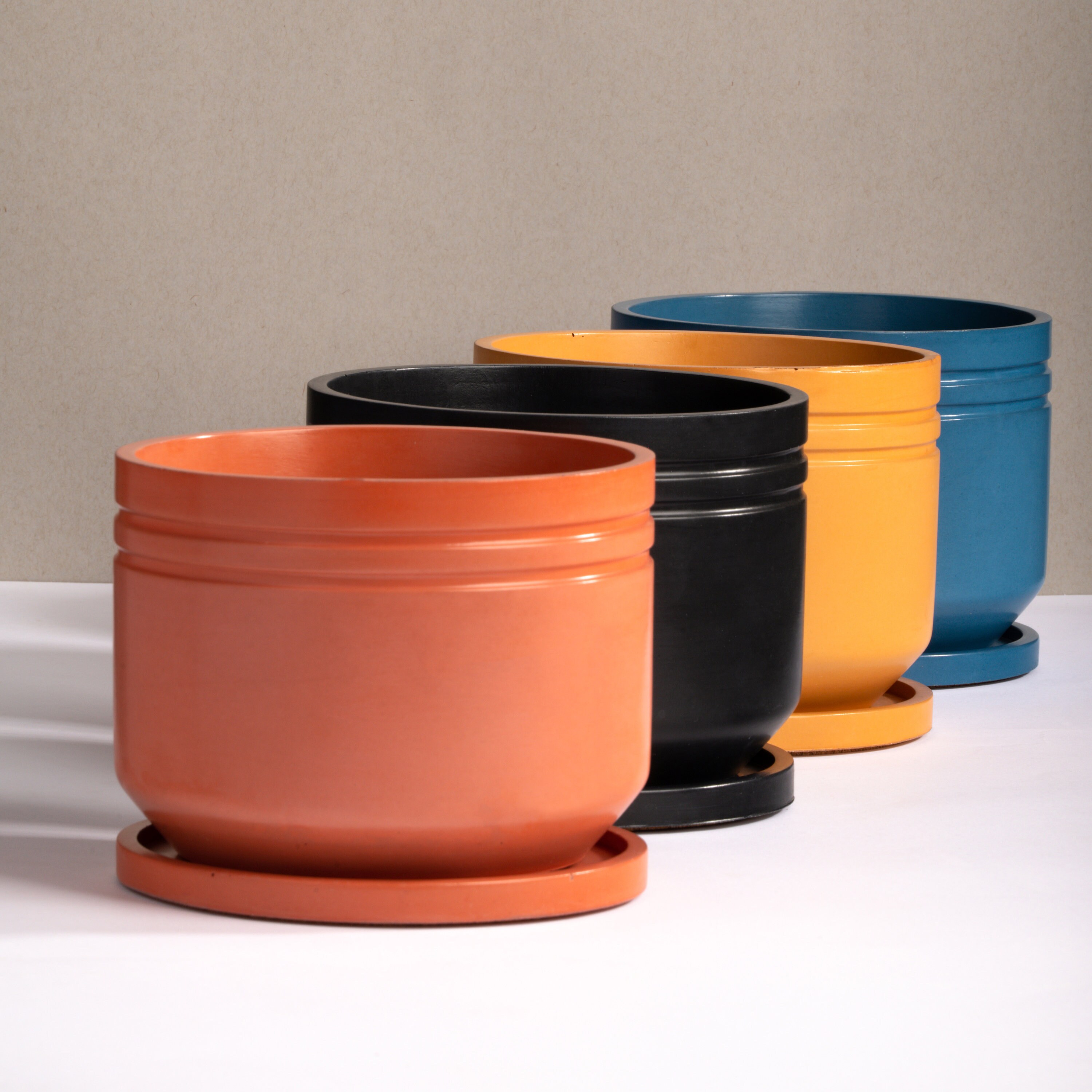 6 1/2 Large Pot & Plate 10 Colorways Concrete Planter W/ Drainage Hole ...