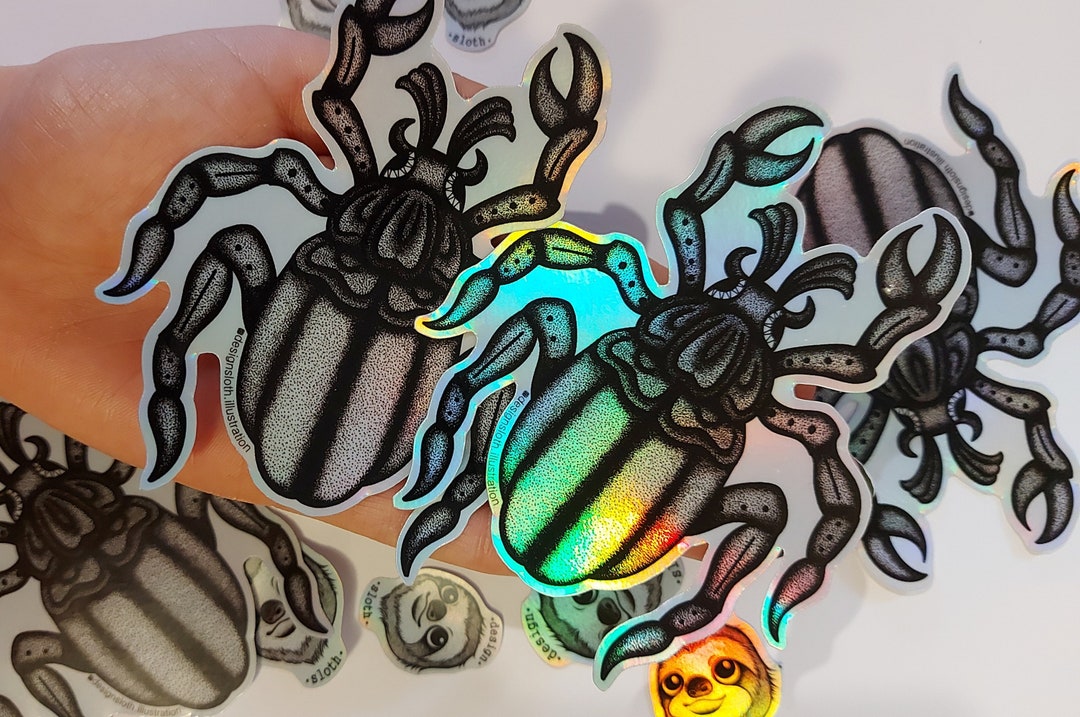 Holographic Scarab Beetle Illustrated Waterproof Vinyl Sticker/decal - Etsy