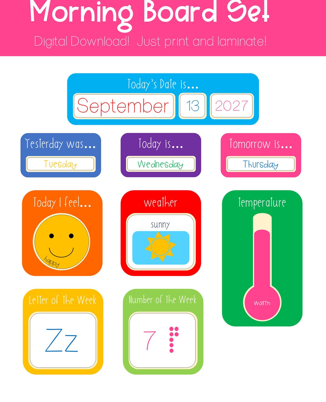 Rainbow Morning Routine Daily Calendar instant Download - Etsy