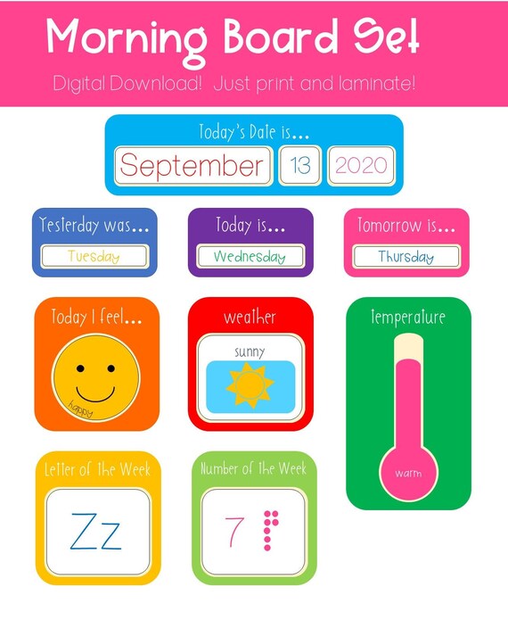 Rainbow Morning Routine Daily Calendar Instant Download | Etsy