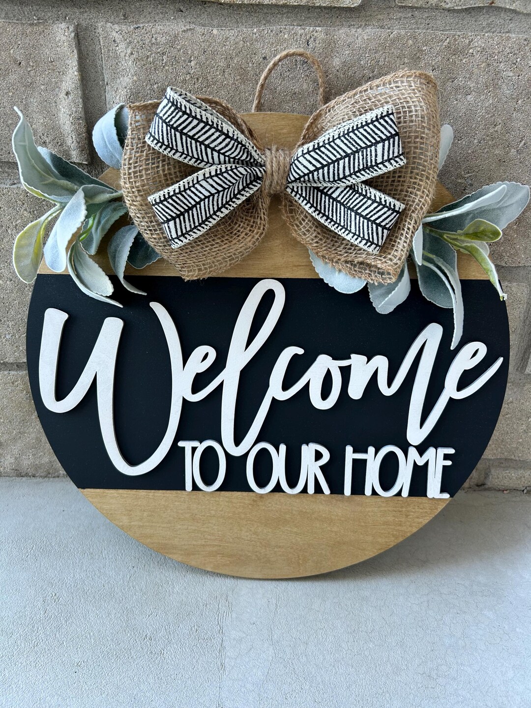 Rustic Welcome Sign: Farmhouse Front Door Decor With Burlap Bow - Etsy