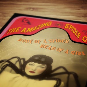 The Amazing Spidora, Spider Girl, Vintage Circus Wall Art, Retro ...