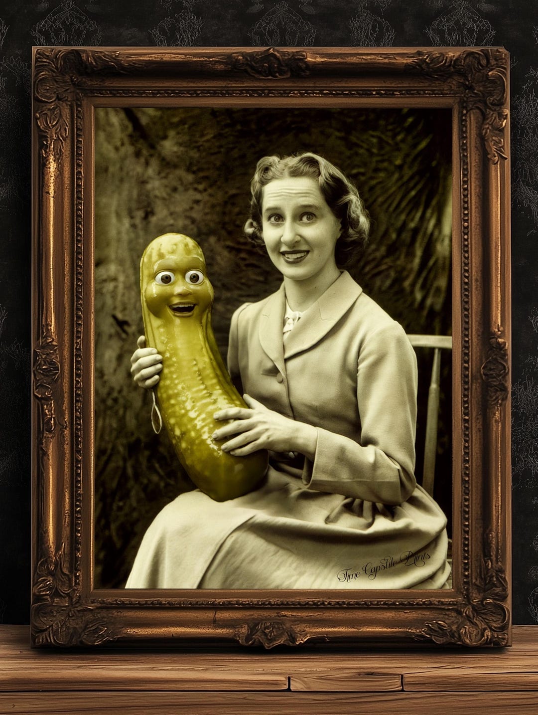 Help! I'm in a Pickle, Vintage-style Poster Quirky Woman Holding a ...