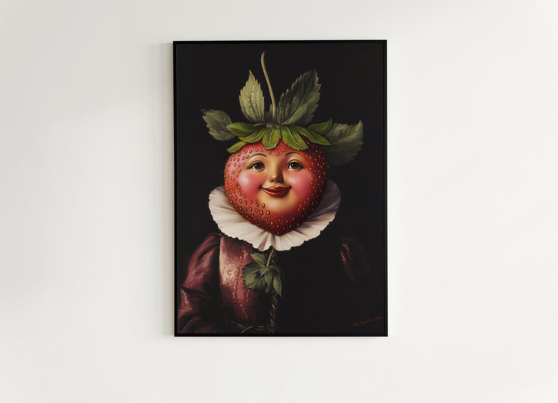 Strawberry Poster, Antique Fruits and Vegetables Art Print, Renaissance ...